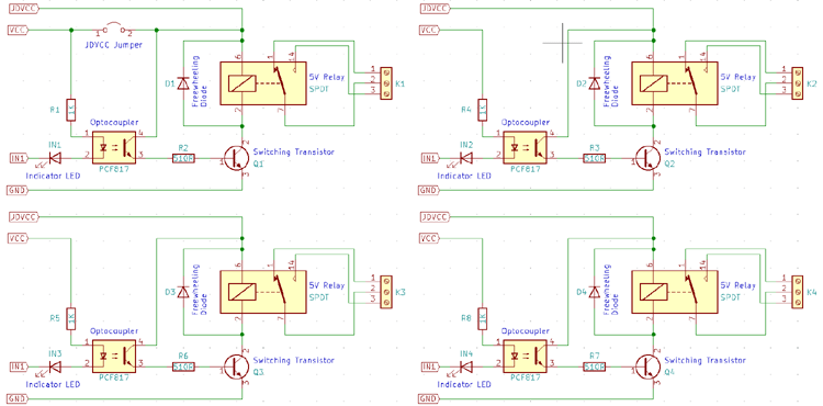 5V Four-Channel Relay Module - Pin Diagram, Specifications ...