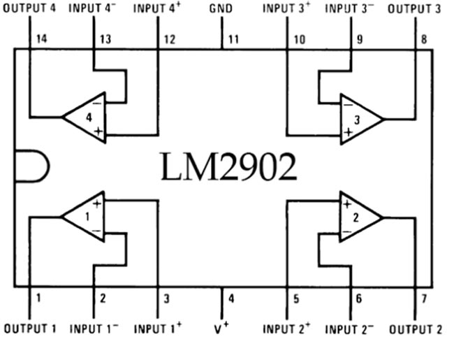 LM2902 Op-Amp Pinout，数据表，等效，电路和规格 - 乐鱼全站app下载